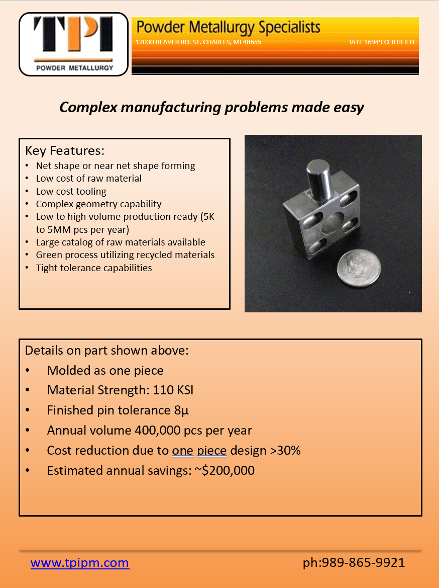 Complex Parts Solved | TPI Powder Metallurgy